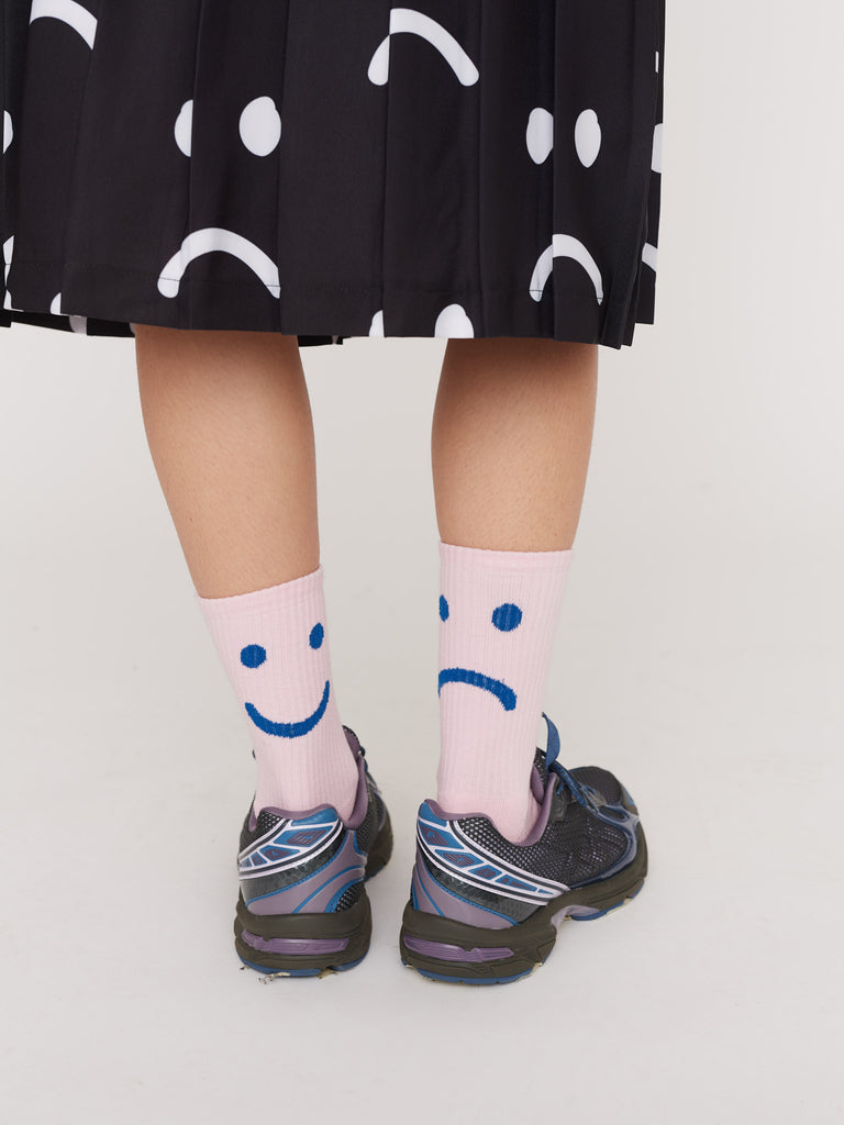 Pink And Navy Happy Sad Socks – Lazy Oaf