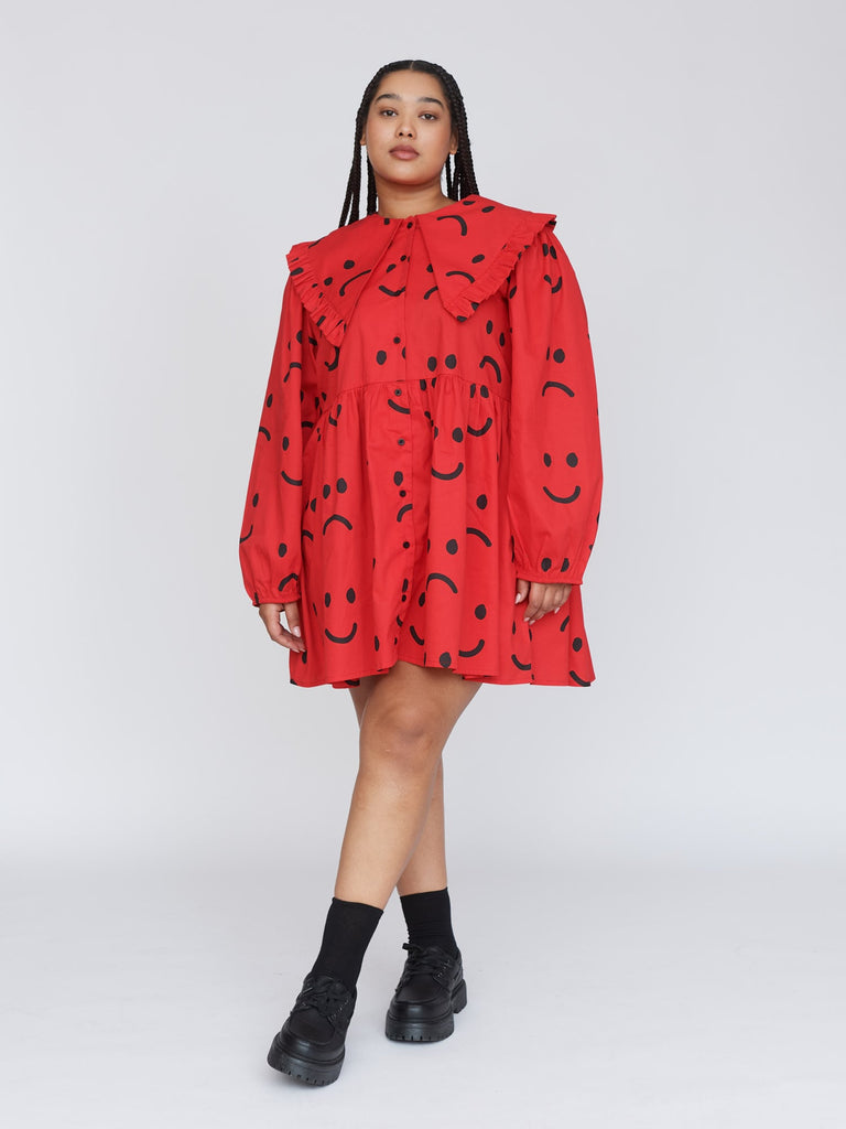 Happy Sad Ruffle Collar Dress – Lazy Oaf