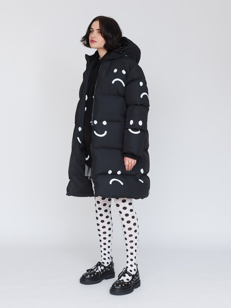 Happy Sad Longline Puffer Coat – Lazy Oaf