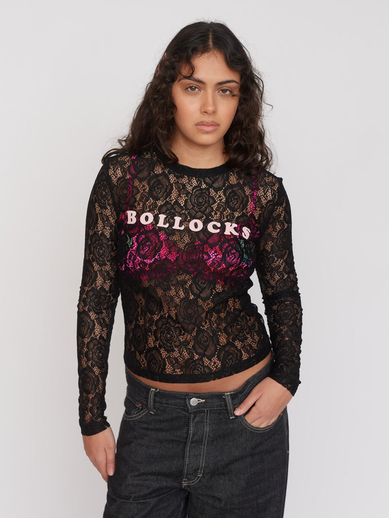 Bollocks Lacy Black Top – Lazy Oaf