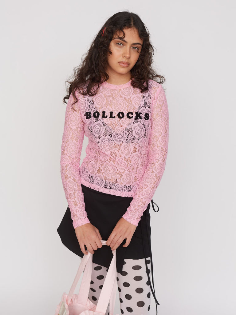 Bollocks Lacy Pink Top – Lazy Oaf