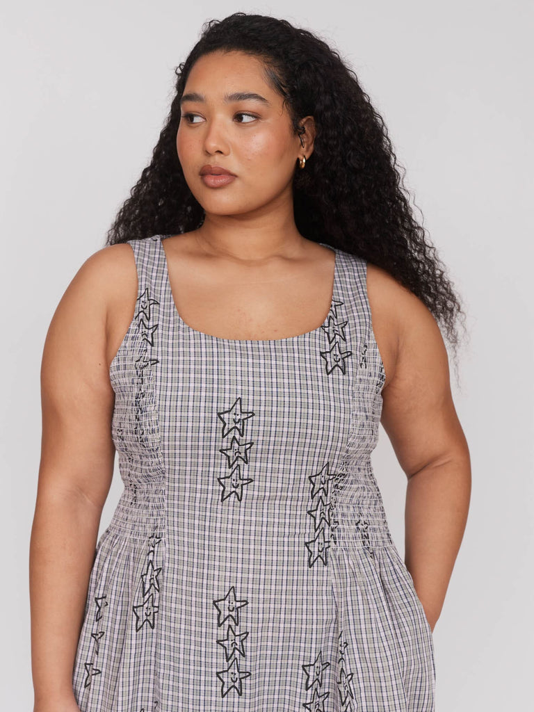 Seeing Stars Check Dress – Lazy Oaf