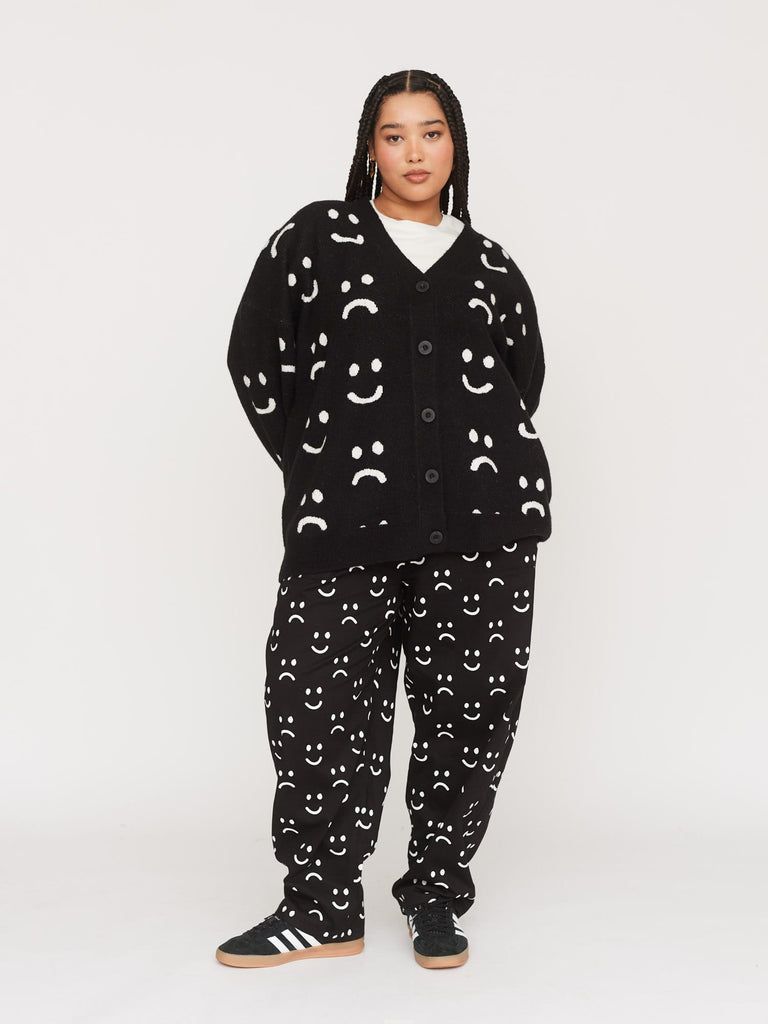 Black Happy Sad Cardigan – Lazy Oaf
