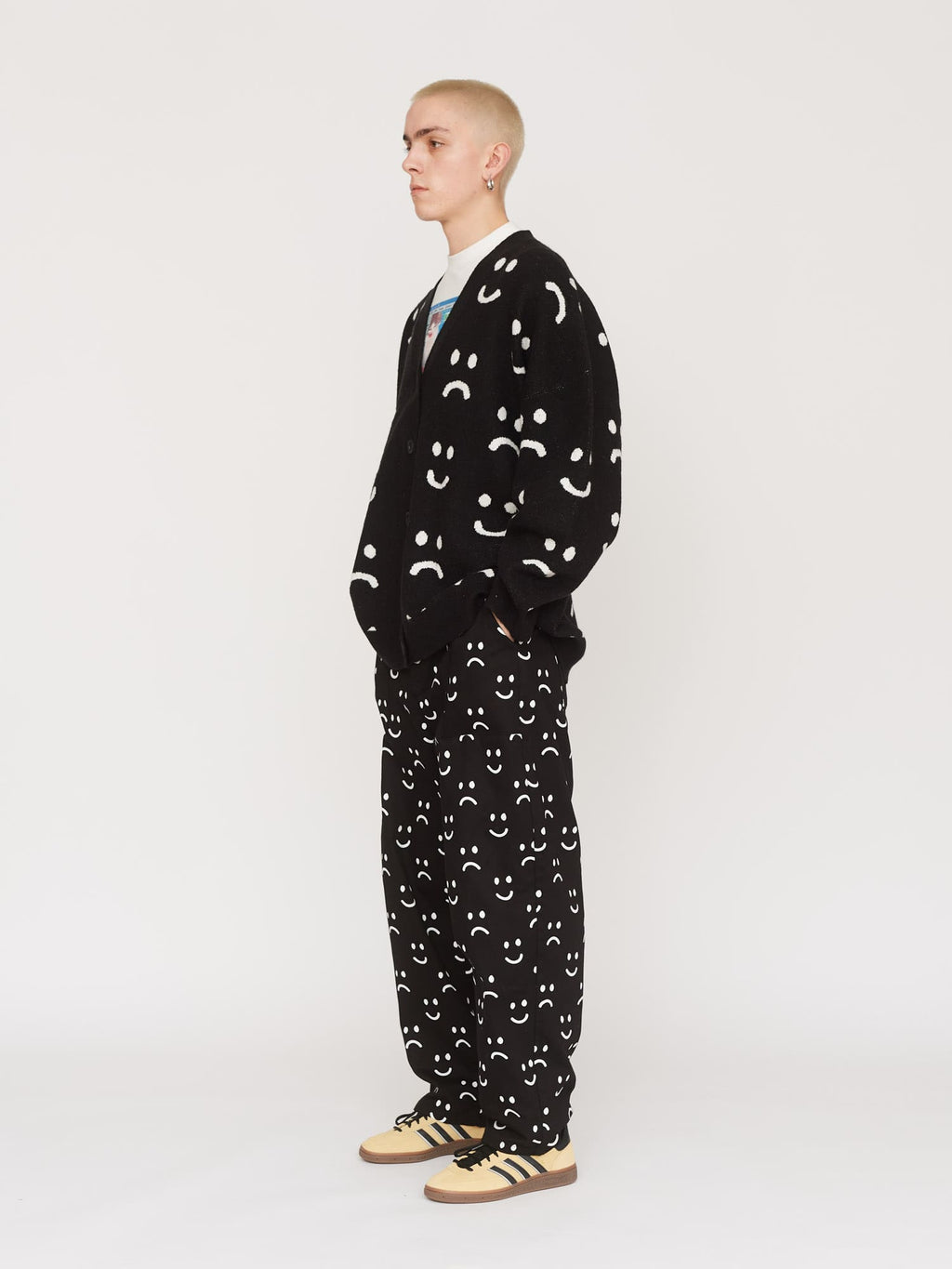 Black Happy Sad Cardigan – Lazy Oaf
