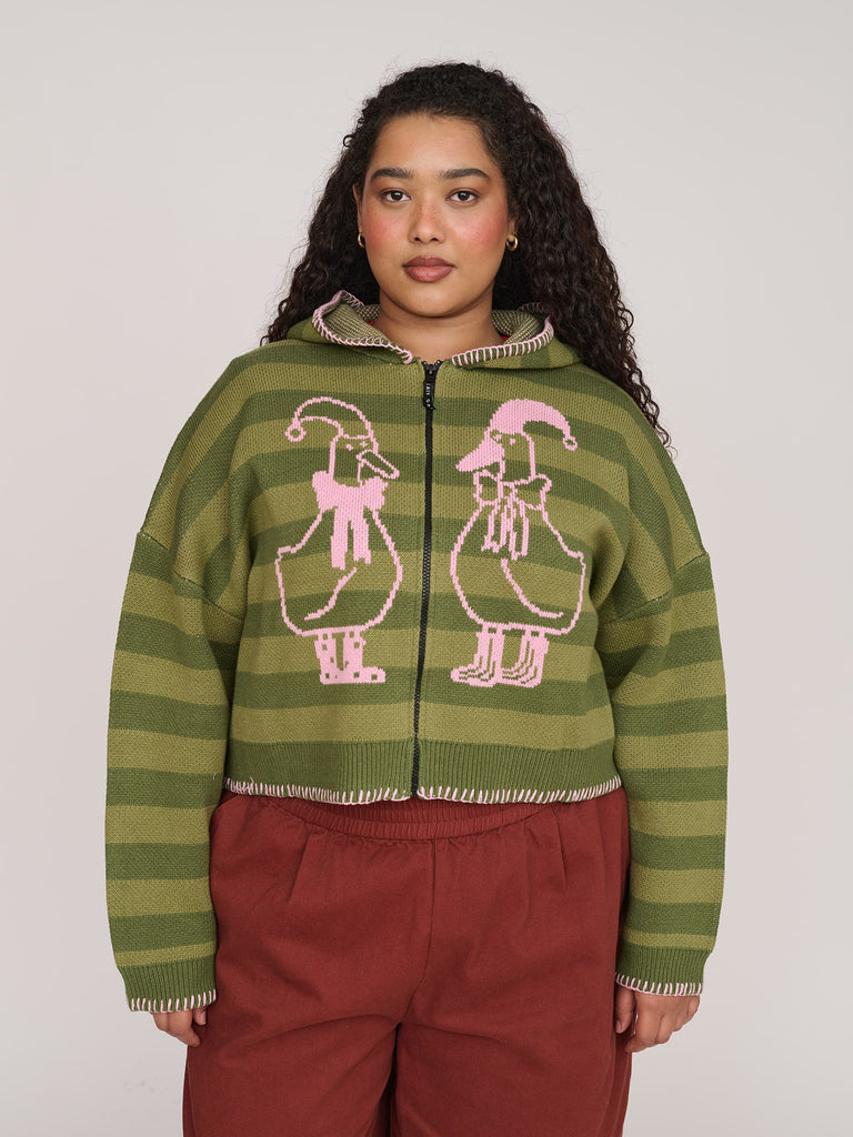 Silly Goose Zip Up Knit Hoodie – Lazy Oaf