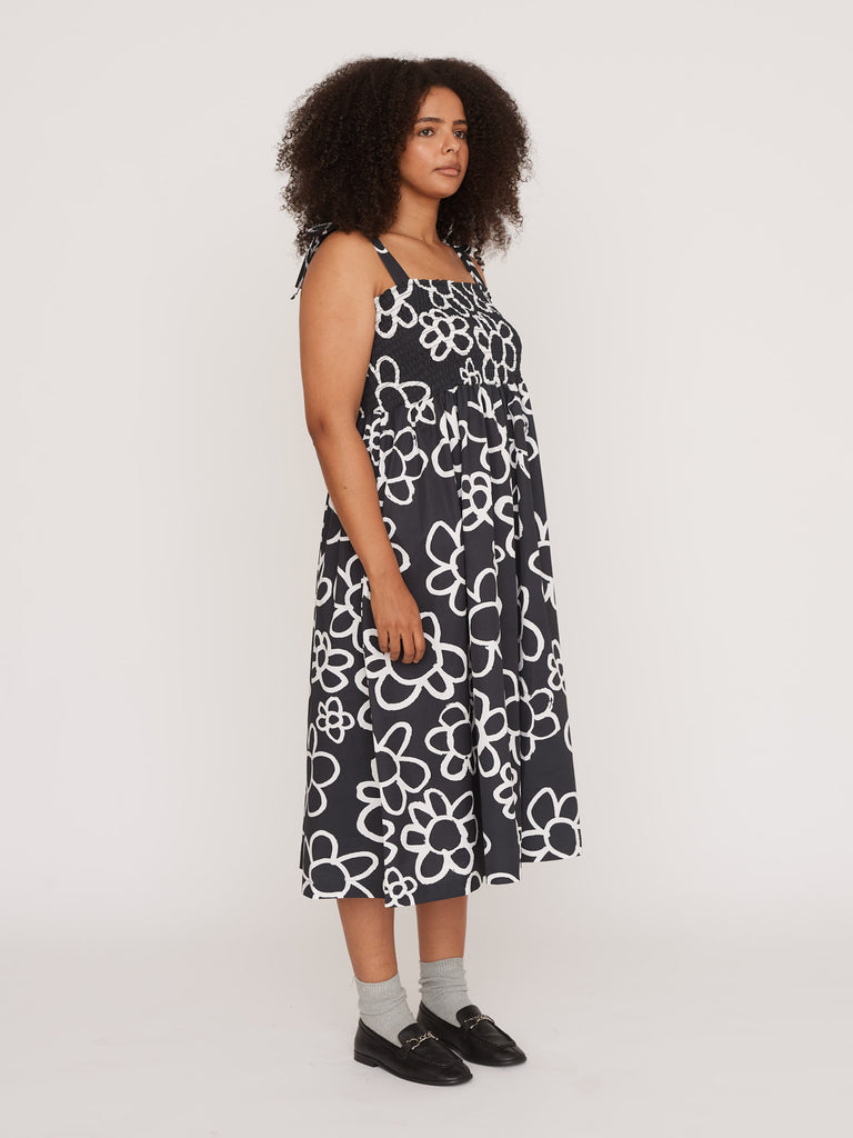 Flower Scribble Tie Shoulder Dress – Lazy Oaf
