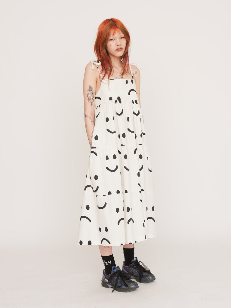 Happy Sad White Smock Dress – Lazy Oaf