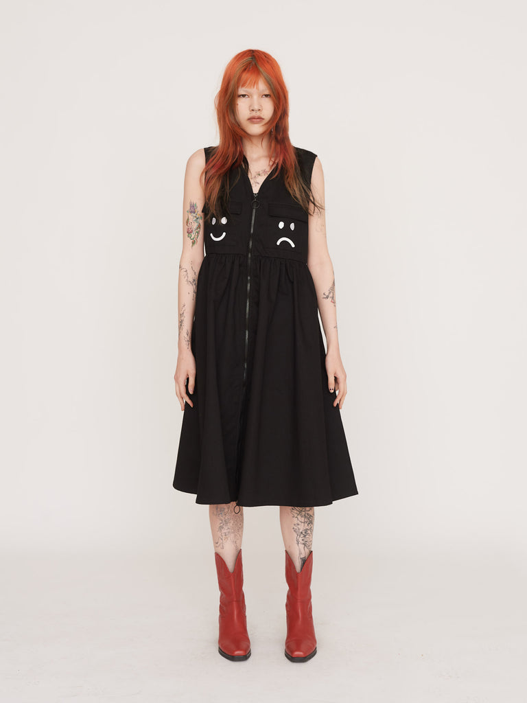 Black Happy Sad Gilet Dress – Lazy Oaf