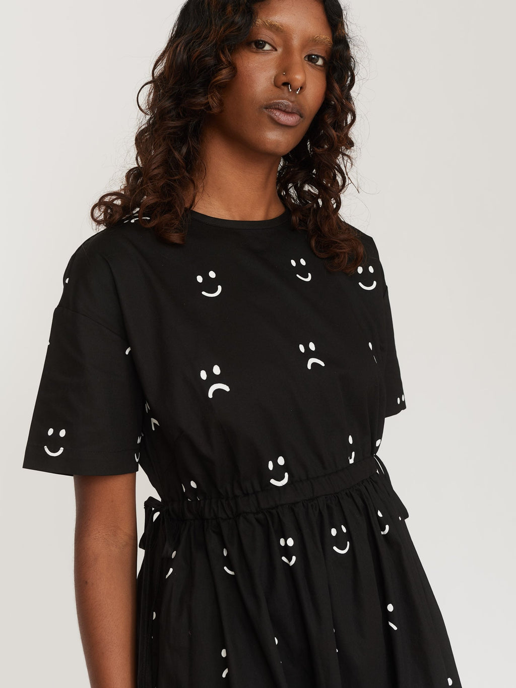 Black Happy Sad Side Tie Dress – Lazy Oaf
