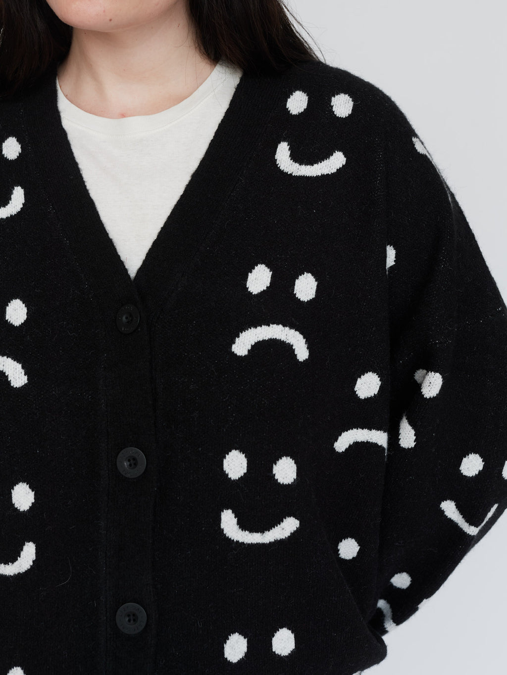 Black Happy Sad Cardigan – Lazy Oaf