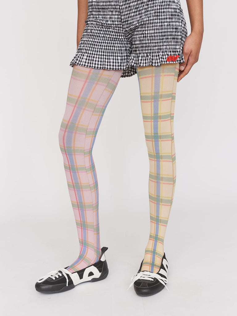 Mixed Up Check Tights – Lazy Oaf