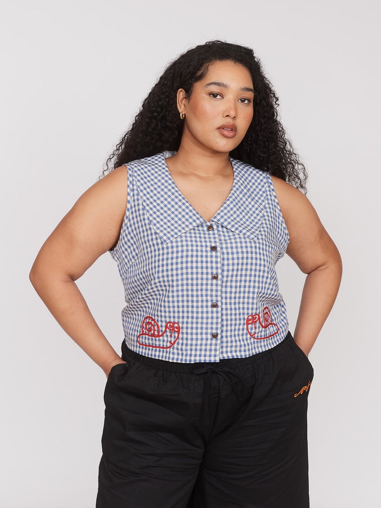 Snails Pace Sleeveless Collard Shirt – Lazy Oaf