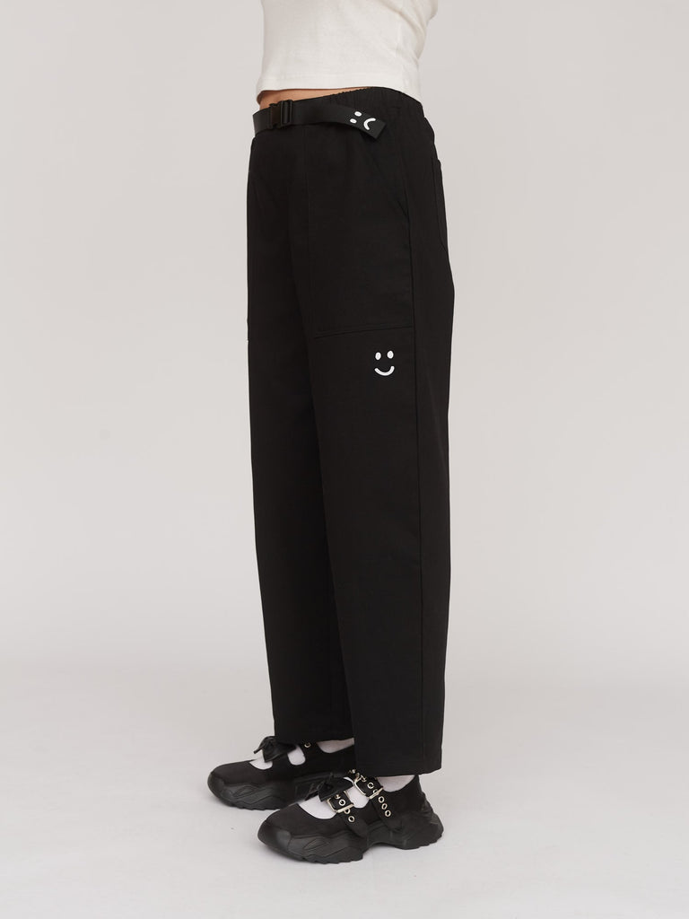 Happy Sad Black Woven Trackpants – Lazy Oaf