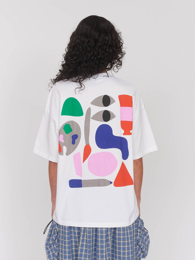 Feeling Arty White T-shirt – Lazy Oaf