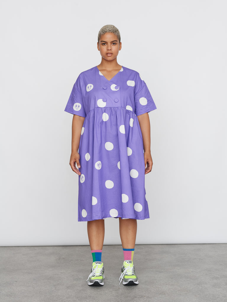 Lazy Oaf Wonky Smile Polka Dot Dress