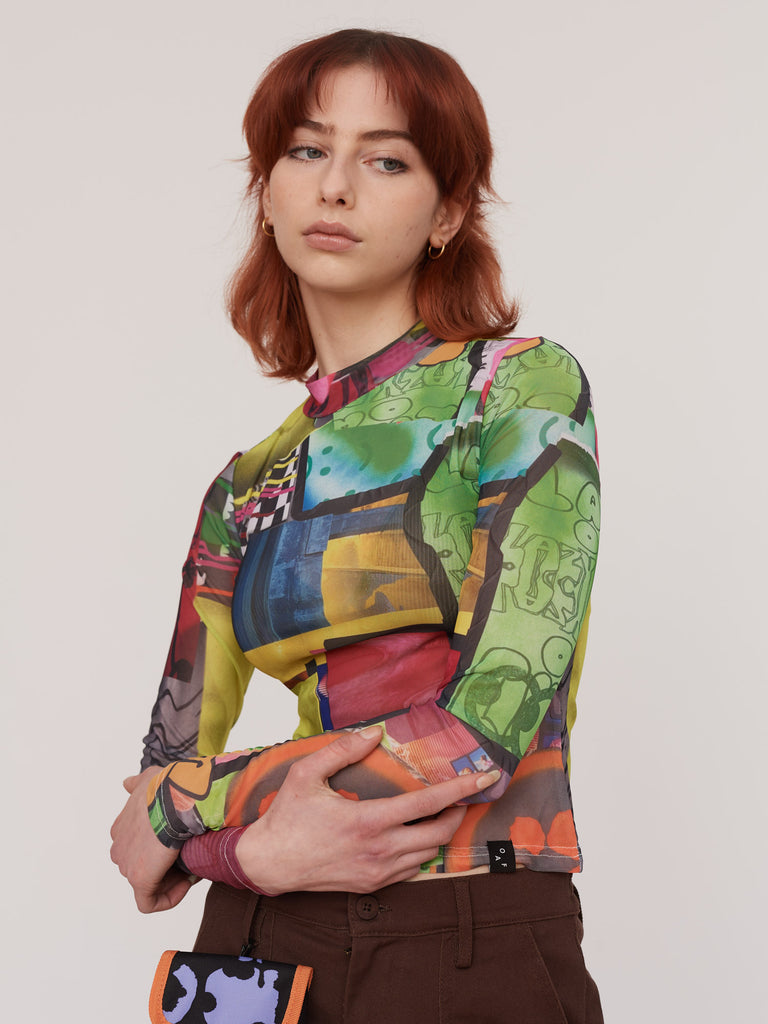 Collage Mesh Top – Lazy Oaf
