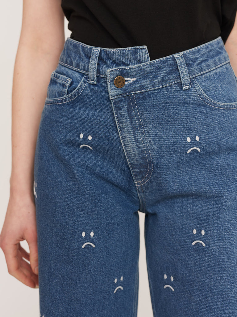 Happy Sad Asymmetric Jeans – Lazy Oaf