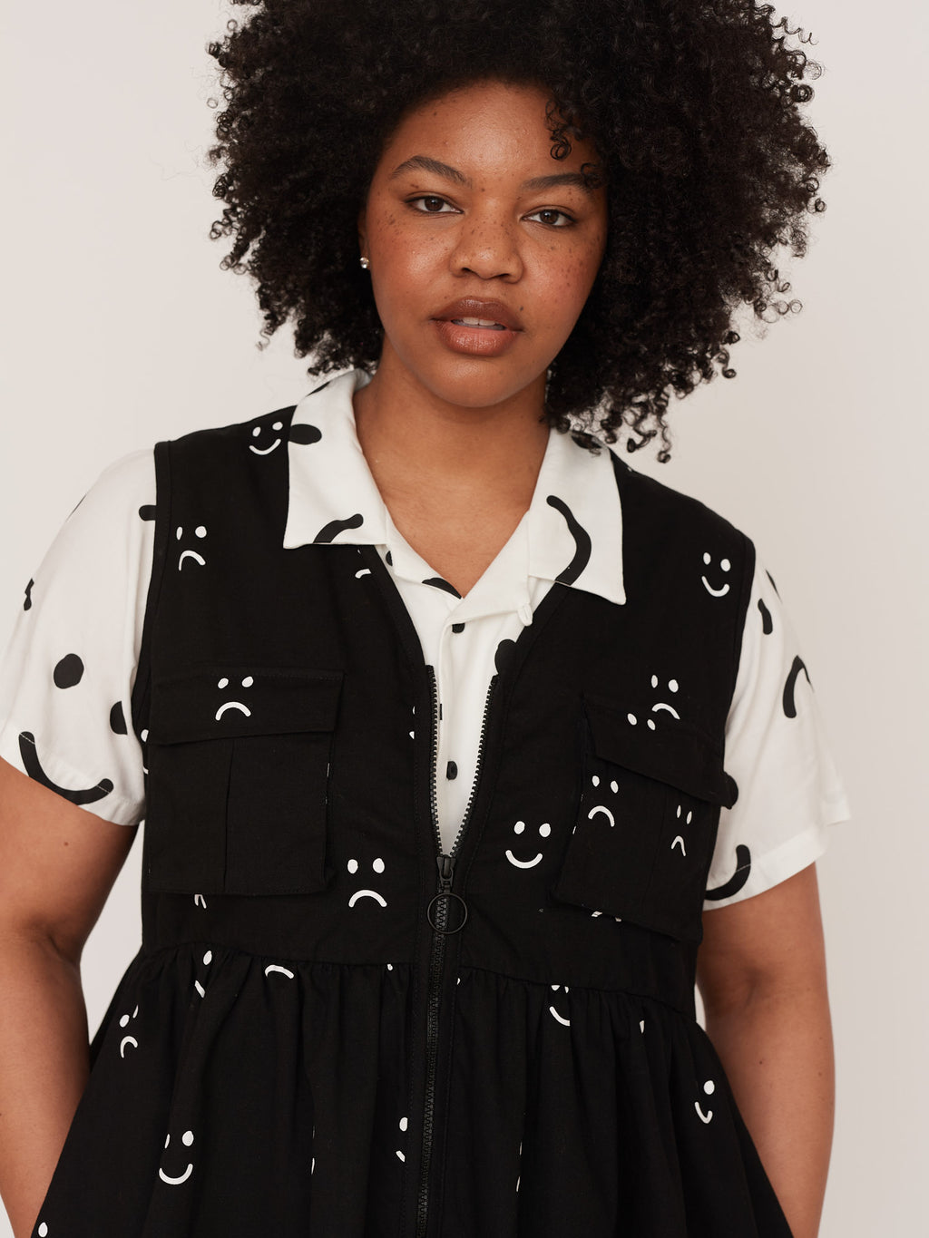 Happy Sad Mini Gilet Dress – Lazy Oaf