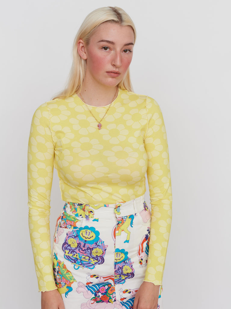 Mellow Yellow Frilly Top – Lazy Oaf