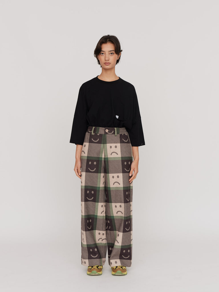 Happy Sad Check Trousers – Lazy Oaf