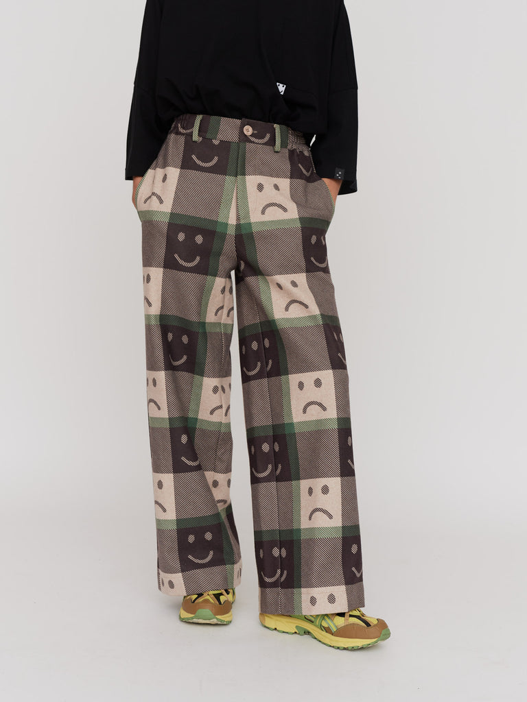 Happy Sad Check Trousers – Lazy Oaf