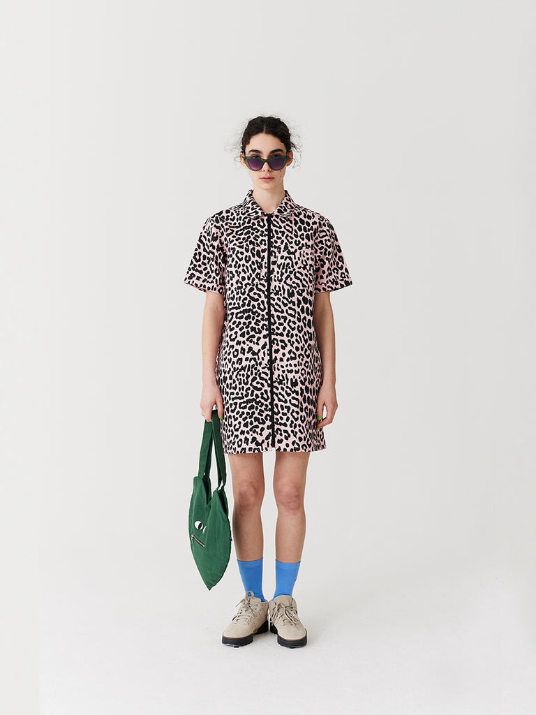 Lazy Oaf Pink Leopard Shirt Dress